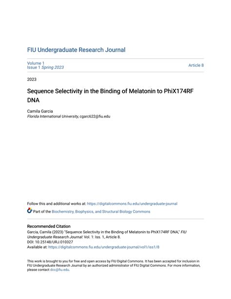 pdf sequence selectivity in the binding of melatonin to phix174rf dna