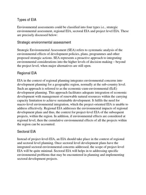 Types Of Eia Pdf Environmental Impact Assessment Environmental Social Science Concepts