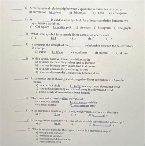 Solved 1 A Mathematical Relationship Between 2 Quantitative