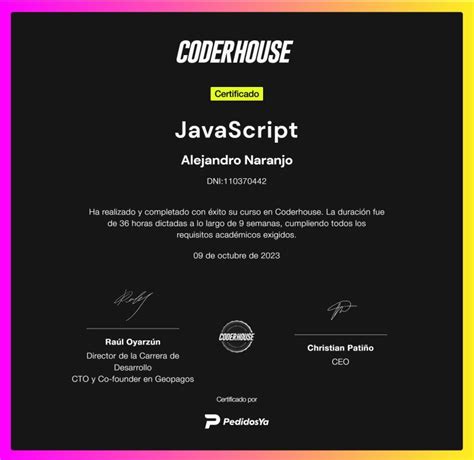 Alejandro Naranjo On Linkedin Coderhouse Javascript Developer Webdev