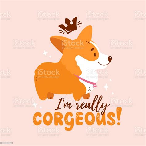 코기 일러스트레이션 귀여운 개와 재미있는 글자 인용 벡터 0명에 대한 스톡 벡터 아트 및 기타 이미지 0명 T 셔츠