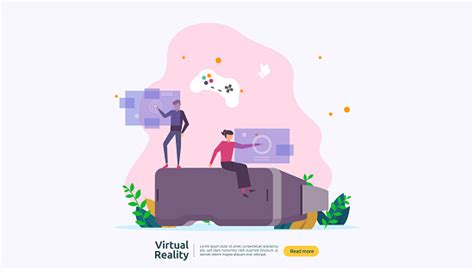 가상 증강 현실 인물 캐릭터는 Vr 인터페이스를 만지고 게임 교육 엔터테인먼트 학습을 재생 고글을 착용 템플릿 배너 프레젠테이션 프로 모션 포스터 또는 인쇄 미디어