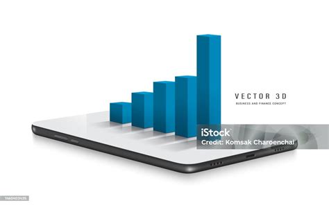 파란색 막대 그래프 차트는 낮은 곳에서 높은 곳으로 진행률 및 업적의 결과를 표시하고 스마트 폰 화면에 모든 위치를 표시합니다 3차원 형태에 대한 스톡 벡터 아트 및 기타
