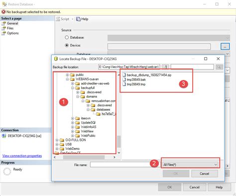 cách restore database file tmp bak trn trong sql server mới nhất