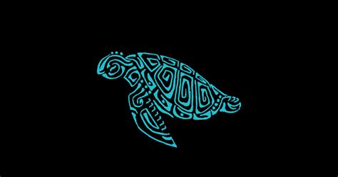 Turquoise Tattoo Style Turtle Gray Background Tortoise Sticker