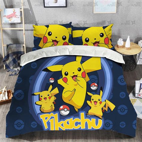 Pikachu Bedding Set Custom Anime Bedroom Wexanime