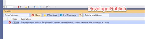 C Error Cs0154 The Property Or Indexer Property Cannot Be Used In
