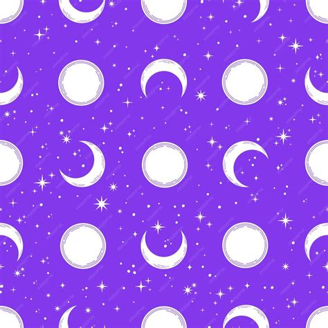 Premium Vector Purple Celestial Seamless Pattern With White Moon
