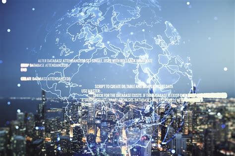 Premium Photo Multi Exposure Of Abstract Creative Coding Sketch And World Map On Chicago City