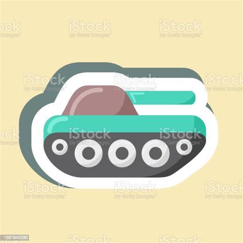 스티커 탱크 교육 기호에 적합합니다 편집 가능한 간단한 디자인 디자인 템플릿 벡터 간단한 그림 교통수단에 대한 스톡 벡터 아트