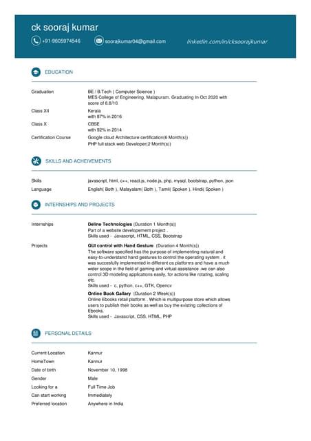 Ck Sooraj Kumar Resume Pdf