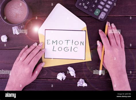 Hand Writing Sign Emotion Logic Concept Meaning Heart Or Brain Soul Or Intelligence Confusion