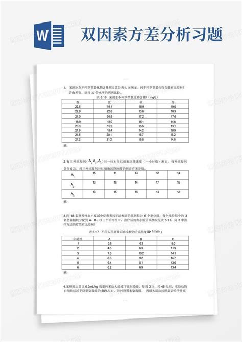 双因素方差分析习题word模板下载 编号lgxjvaev 熊猫办公