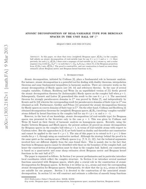 Pdf Atomic Decomposition Of Real Variable Type For Bergman Spaces In The Unit Ball Of Cn