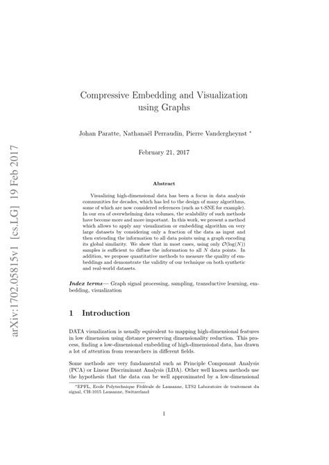 Pdf Compressive Embedding And Visualization Using Graphs