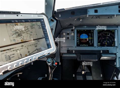 Airplane Cockpit Captain Site With The Primary Flight Display And