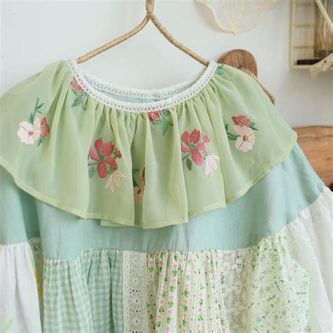Naturecore Embroidered Patchwork Shirt The Cottagecore