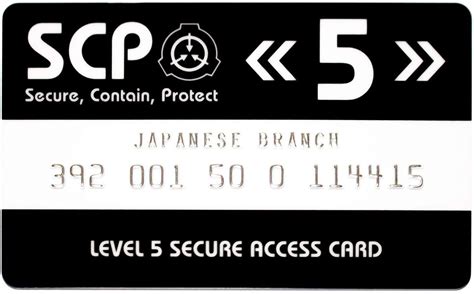 HOKUSHIN SCP Foundation Secure Access Card Level Scp Cards Security