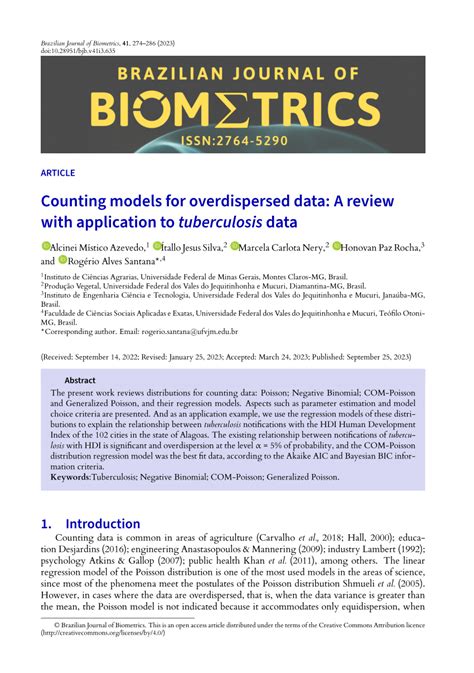 Pdf Counting Models For Overdispersed Data A Review With Application