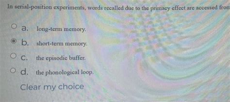 Solved In Serial Position Experiments Words Recalled Due To