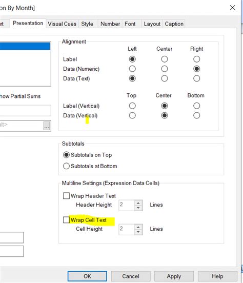 solved how can we wrap the data of a row in the pivot tab qlik