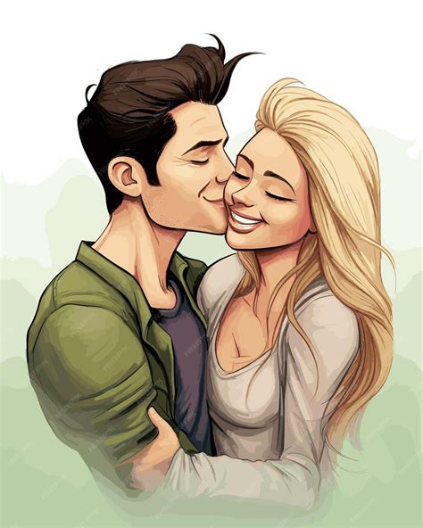 Premium Vector A Drawing Of A Couple Kissing And The Man Is A Woman