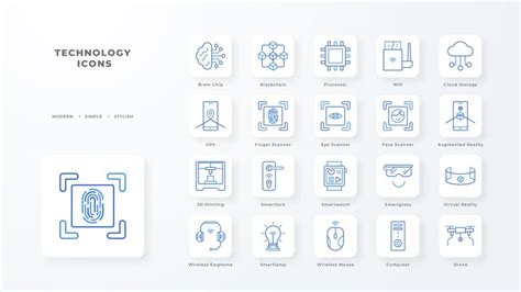 Premium Vector Technology Icon Collection With Blue Duotone Style