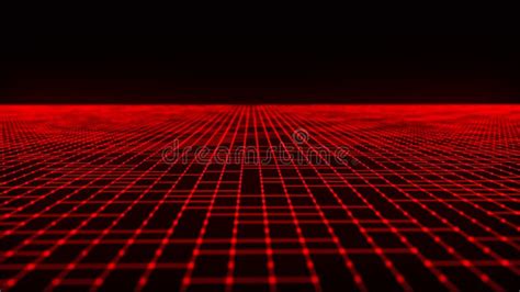 Abstract Wireframe Landscape Vector Perspective Grid On Dark Background Stock Illustration