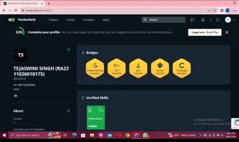 Tejaswini S On Linkedin Completed 5 Badges In Hackerrank