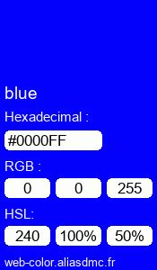 RGB Blue Ou Code RGB Bleu Code Couleur Rgb Les Couleurs Web Et Couleurs Css