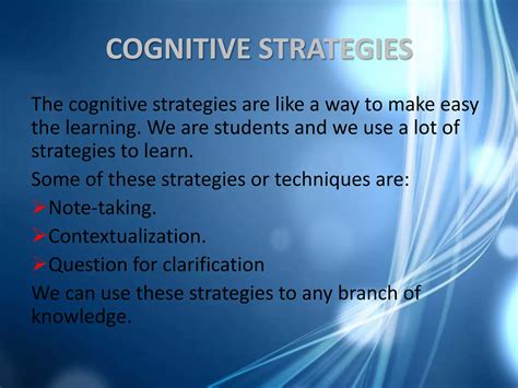 Cognitive And Metacognitive Strategies Ppt