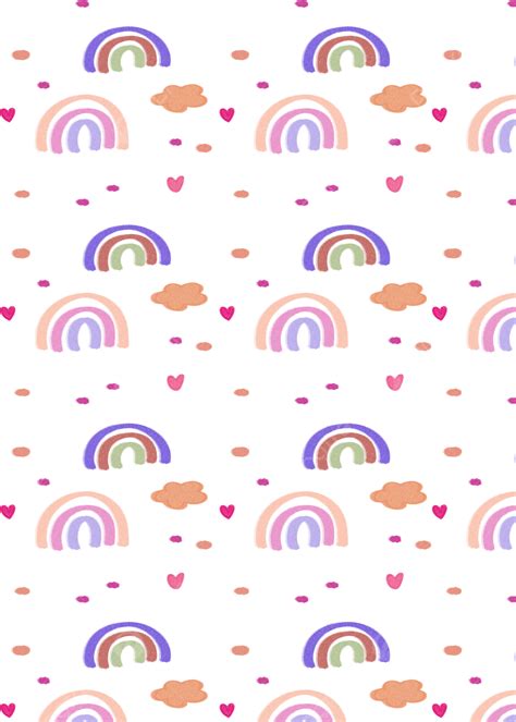 Cute Rainbows Patterns With Heart And Love Background Cute Patterns Rainbow Patterns Kawaii