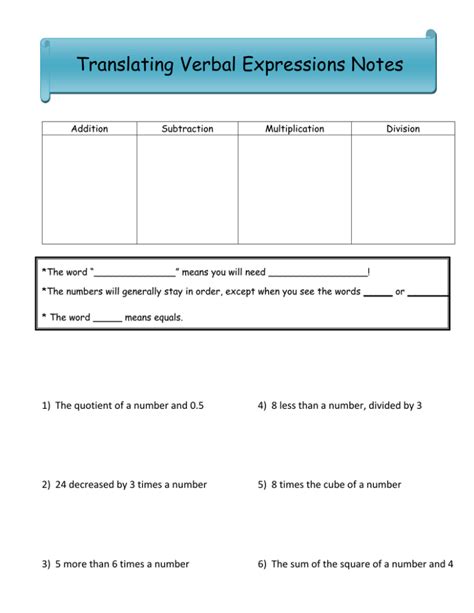 Translating Verbal Expressions Notes