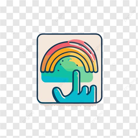 무지개 아이콘을 들고 있는 손 벡터 흰색 배경에 귀여운 손의 단순한 다채로운 아이콘 그림자 없음 작은 프레임 중앙 Png 일러스트 및 벡터 에 대한 무료 다운로드