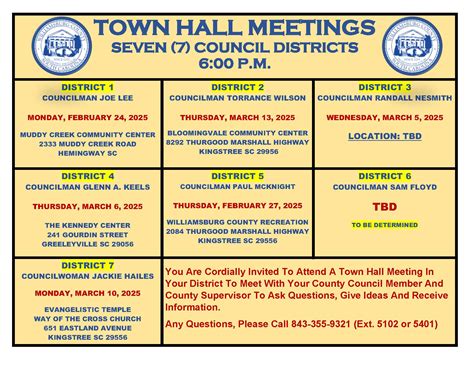 Calendar • Town Hall Meetings District 5 Councilman Paul M