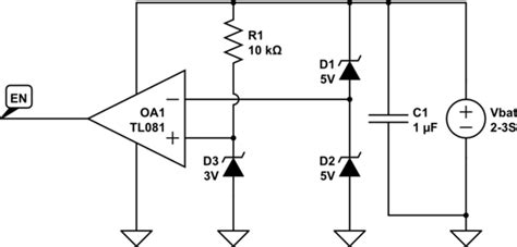 Operational Amplifier Overvoltage Protection Circuit Serial Zener Diodes And Op Amp