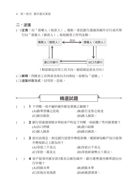 線上試讀2023初階外匯人員專業測驗重點整理 模擬試題系統化彙整重要考點金融證照 初階外匯人員專業測驗