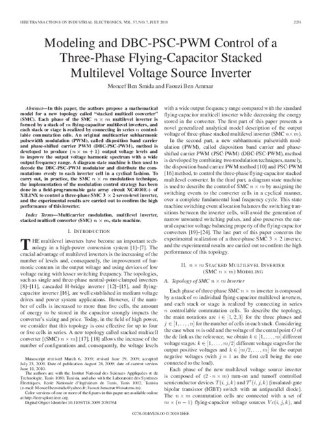 Pdf Modeling And Dbc Psc Pwm Control Of A Three Phase Flying