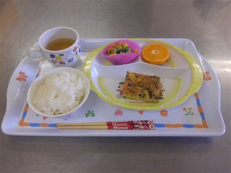 今日の給食・おやつ ﾟﾟ 千草焼き ﾟ 大分市の保育園【宗方保育園】