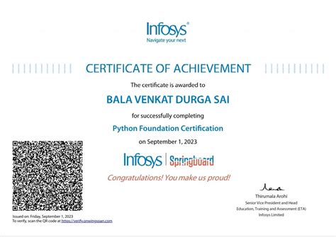 Infosys Infosys Springboard Python Certification Infosys Venkat