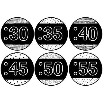 Editable Black And White Clock Numbers Display Clock Numbers Time Cards