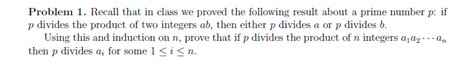 Solved Problem 1 Recall That In Class We Proved The Chegg Com