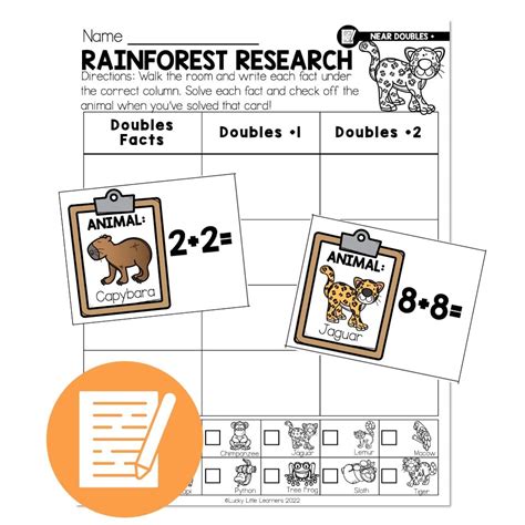 Lucky To Learn Math Add With Near Doubles Lesson 25 Independent Practice Rainforest