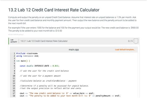 Solved 13 2 Lab 12 Credit Card Interest Rate Calculator Chegg Com