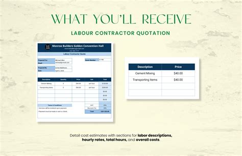 Labour Contractor Quotation Template In Word Google Docs Excel Google Sheets PSD PDF