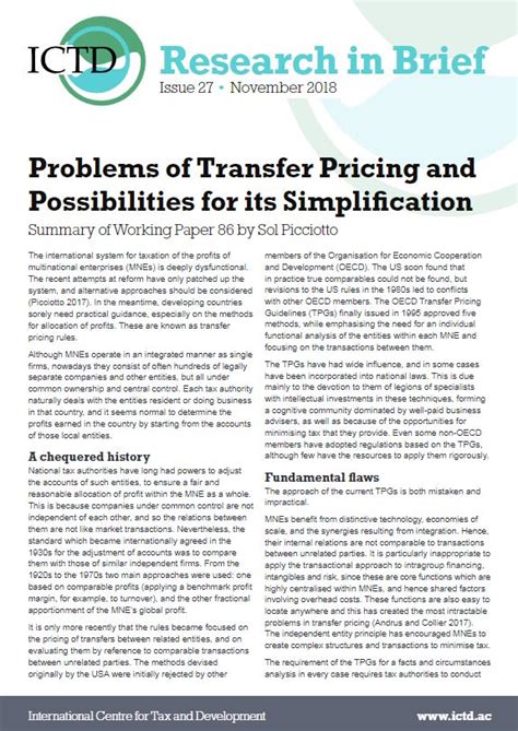 Problems Of Transfer Pricing And Possibilities For Its Simplification
