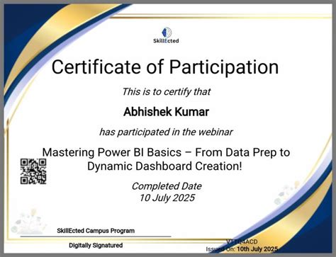 Powerbi Dataanalytics Dashboarddesign Skillected Certificateofparticipation