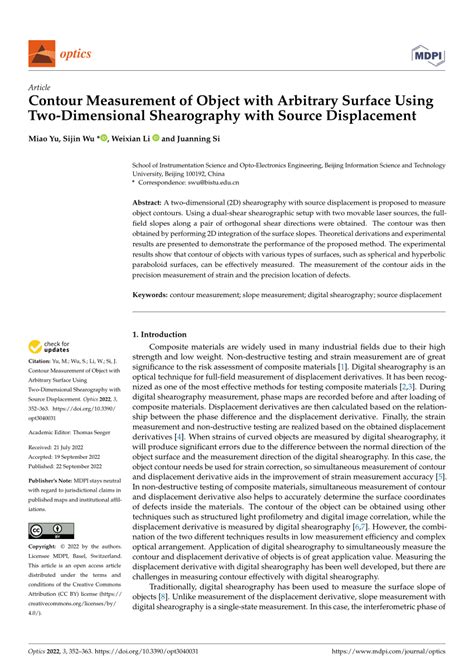 Pdf Contour Measurement Of Object With Arbitrary Surface Using Two