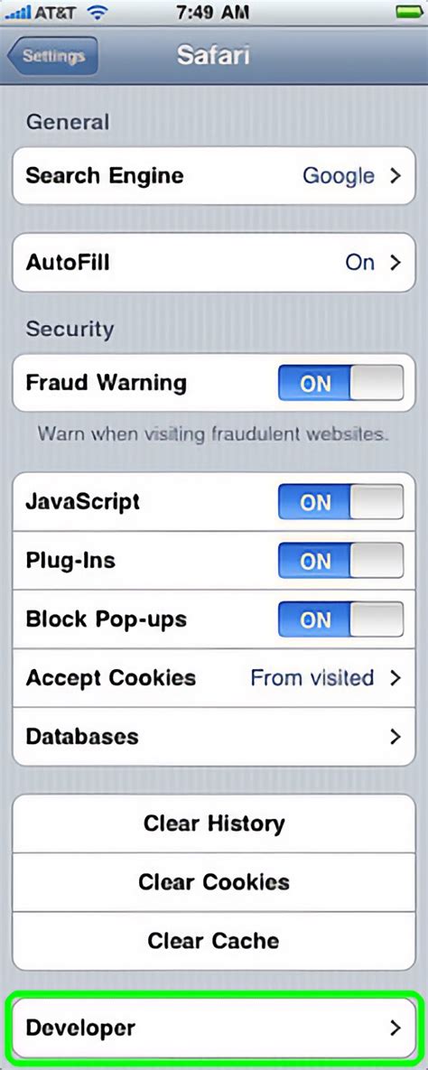 step by step turn on the iphone ipad s web debugging console