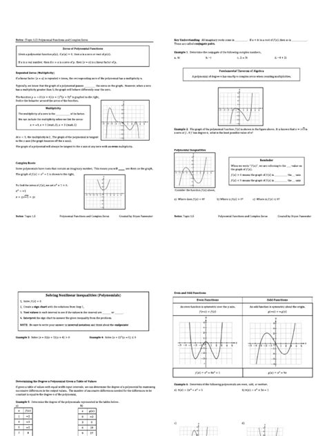 Notes Print Topic 1 5 Polynomial Functions And Complex Zeros Ap Pc 2